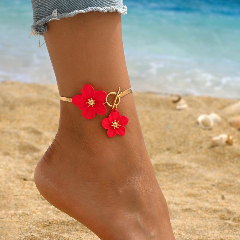 ・カテゴリ: アンクレット・スタイル: エキゾチック・対象: ユニセックス・素材: 合金・デザイン: 花柄・装飾: 未装飾・カラー展開: ホワイト、イエロー、ローズピンク、グリーン、パープル、レッド、ブルー・用途: 結婚式、旅行記念、福利厚生