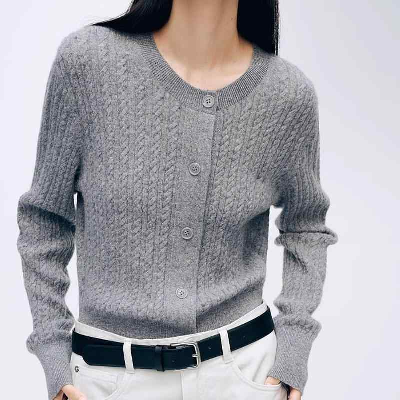 ・主な素材: 羊毛（50%-70%）、カシミヤ（30%-50%）・柄: 無地・セット内容: 単品・スタイル: カーディガン、エレガント、通勤、快適カジュアル・フィット: スリム・袖タイプ: レギュラー・ネックライン: クルーネック・袖丈: ...
