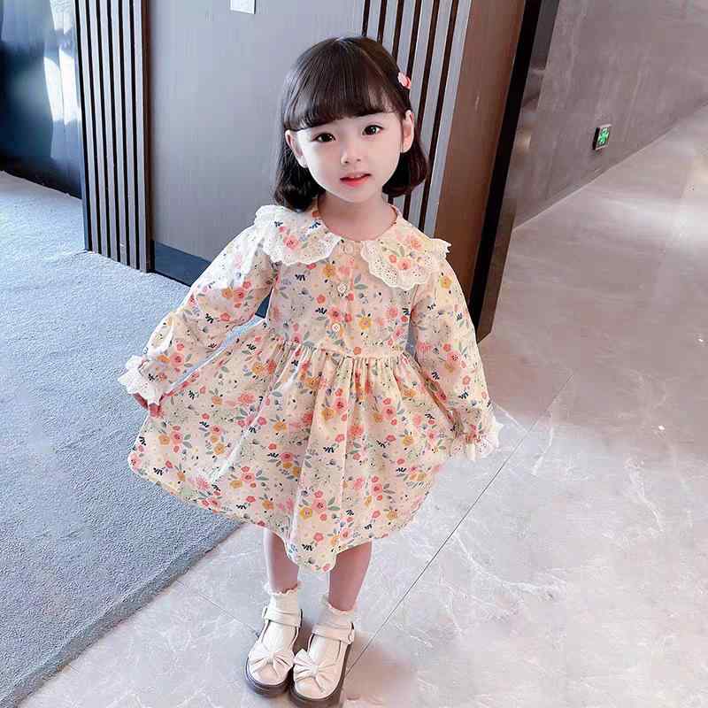 ・スタイル: 韓国風・カテゴリ: 子供用ワンピース・主な素材: 綿65%・性別: 女の子・対象年齢: 3～8歳・柄: 花柄・加工: 柔軟加工・袖丈: 長袖・スカート丈: Aライン・裏地素材: 綿65%・デザイン要素: トレンド・カラー展開:...