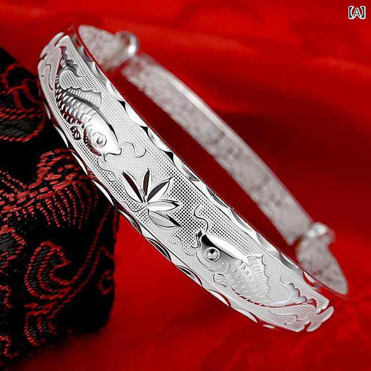 ・素材: 銅・加工: 電鍍・カラー: シルバー・モチーフ: 錦鯉・スタイル: シンプル・重さ: 18g・カテゴリ: ブレスレット