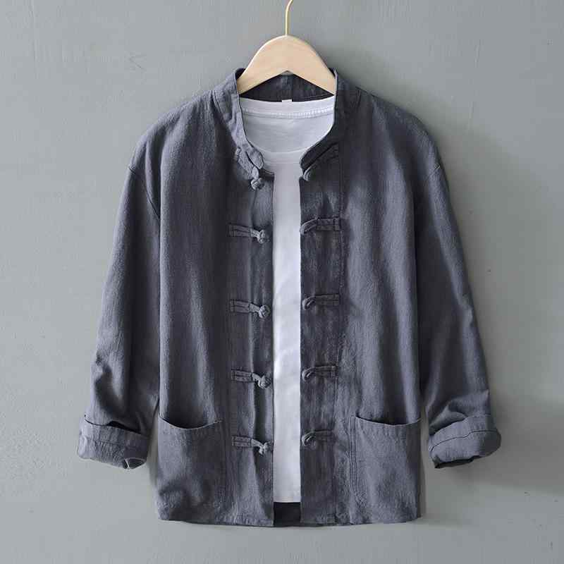 ・主な素材: 綿麻混紡・スタイル: 中国風・ターゲット層: ファッション都市向け（24-35歳）・タイプ: カーディガン・フィット: ゆったり・ネックライン: スタンドカラー・袖丈: 長袖・柄: 無地・厚さ: 普通・対象: ミドルエイジ・着...