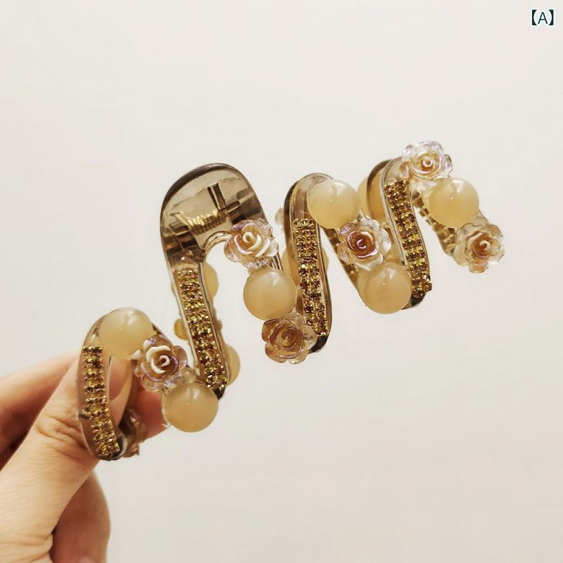 ・カテゴリ: ヘアアクセサリー・タイプ: 爪クリップ・主な素材: レジン・加工: ラインストーン・デザイン展開: 波浪型 (11×5cm)、クロスタイプ (11.5×5cm)、8字型 (9×5cm)、U字型 (8×5cm)・スタイル: 韓国...