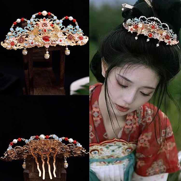 ・カテゴリ: 髪飾り・スタイル: 民族風・性別: 女性用・デザイン: 花柄・加工: 手作り・主な素材: 景泰藍・装飾: 白水晶・カラー: 景泰藍