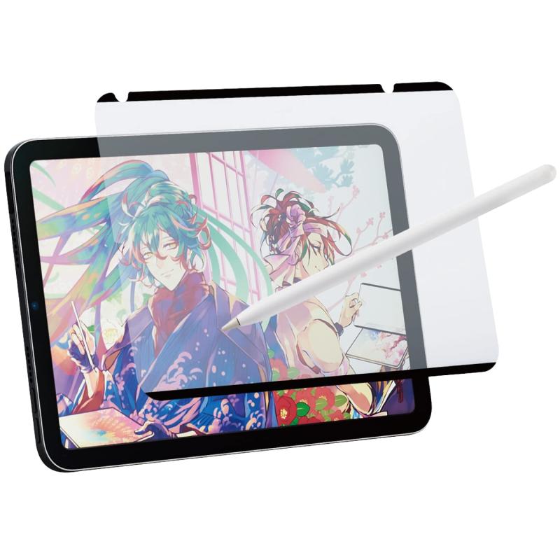 エレコム iPad mini7 (A17 Pro 2024) mini6 (2021年) フィルム ペーパーテクスチャ 紙のような描き心地 着脱式 ケント紙 ブルーライトカット TBWA21SFLNSPLL特殊表面形状デザインによりケント紙...