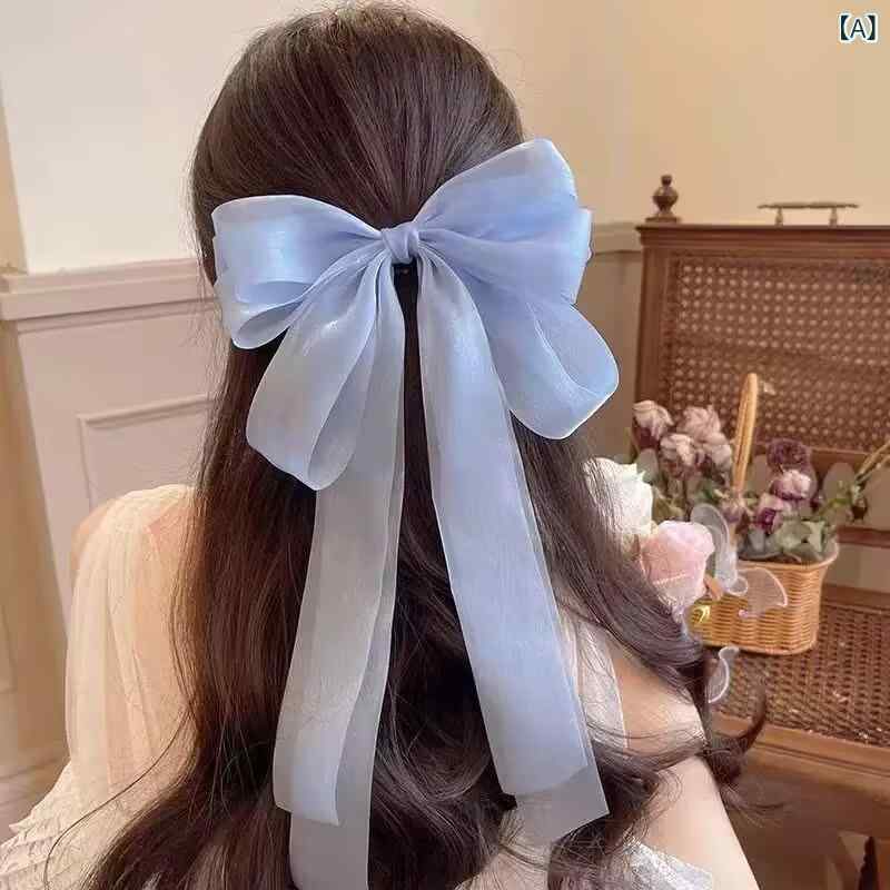 ・カテゴリ: ヘアアクセサリー・タイプ: スプリングクリップ・主な素材: 布・スタイル: 爽やかスイート・デザイン: 蝶結び・カラー展開: ブルー、ブラック、ベージュ・対象: 女性