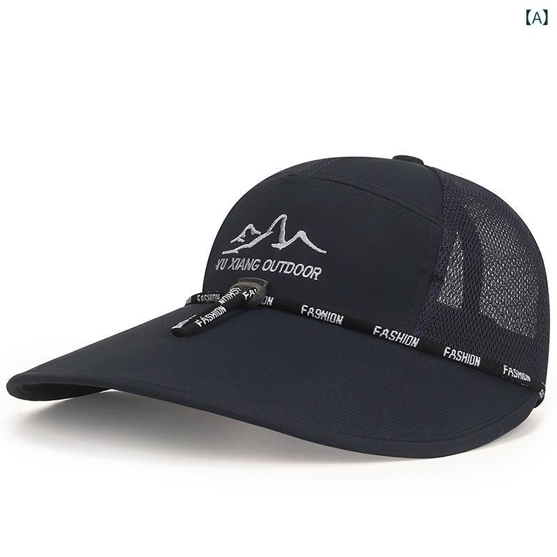 ・製品カテゴリ: ベースボールキャップ・クラウンスタイル: 丸型・つばのスタイル: 特大つば・カラー: ネイビー,ライトグレー,ベージュ,ダークグレー,ブラック・機能: UVカット,通気性,日よけ・主素材: ポリエステル・混紡率: 31%〜50%
