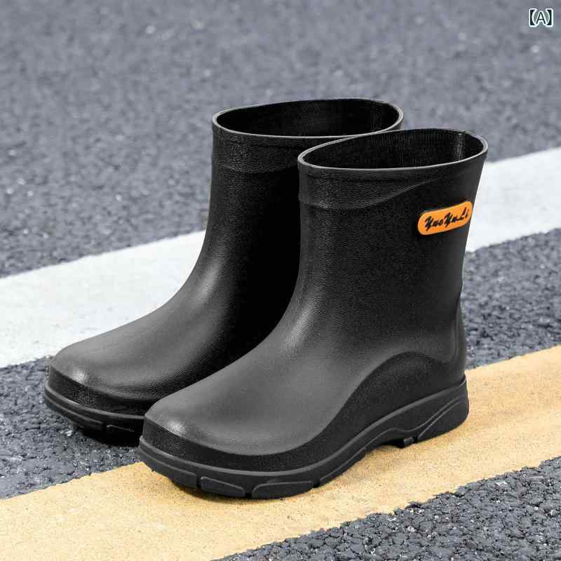 ・カテゴリ: 雨靴・対象性別: メンズ・筒丈: ミッドショート・スタイル: ブリティッシュ・タイプ: 中短筒レインシューズ・靴面素材: プラスチック・靴底素材: プラスチック・筒内素材: メッシュ・筒素材: プラスチック・つま先形状: ラウ...
