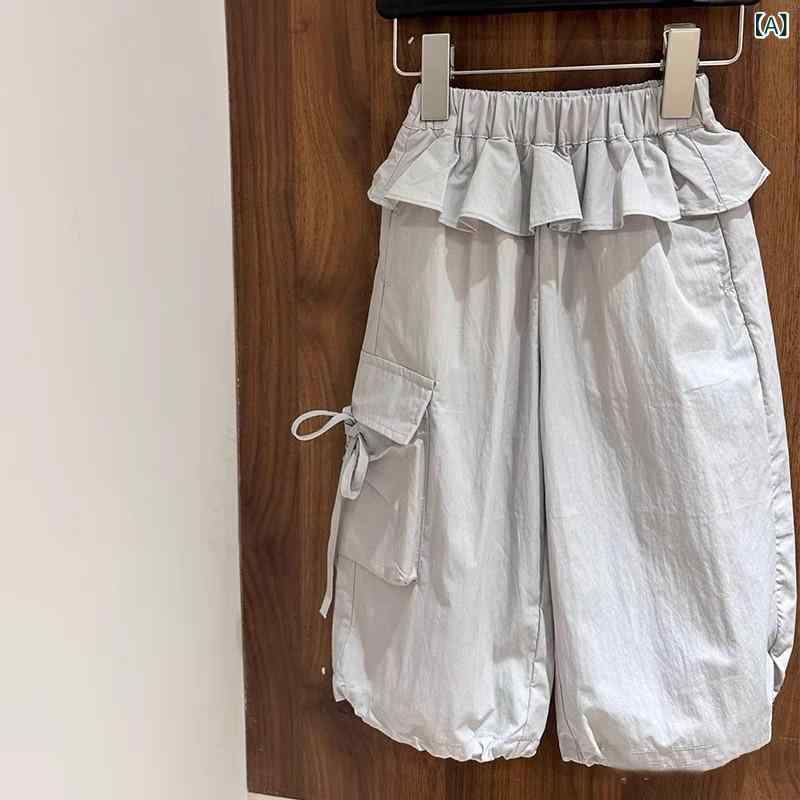 ・カテゴリ: キッズパンツ・性別: 女子・対象年齢: 3～8歳・スタイル: レジャー・主な素材: 綿95%以上・柄: 無地・パンツ丈: ロング・ウエスト: 中腰・装飾: 蝶結び・カラー展開: グレー・サイズ展開: 100、110、120、1...