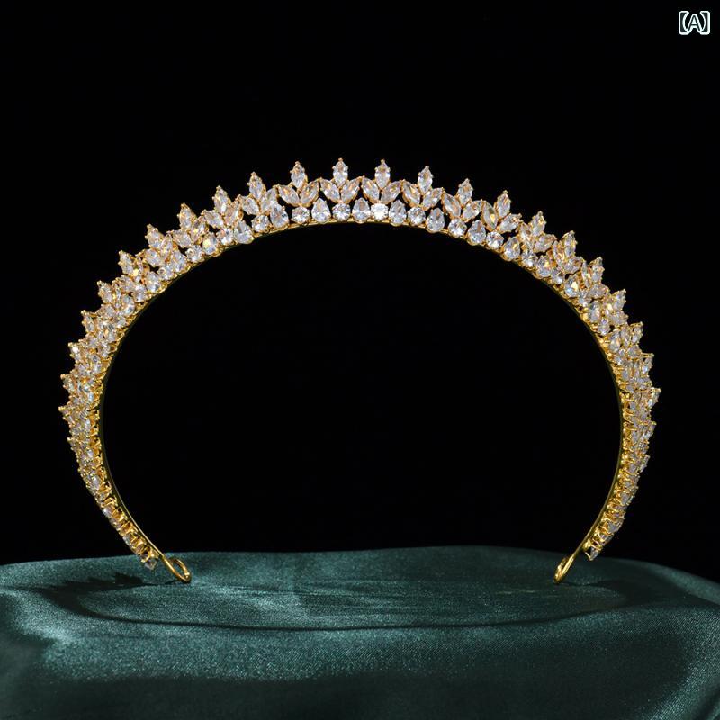 ・カテゴリ: ヘッドアクセサリー・スタイル: 女性用・カラー: 金色・装飾: ジルコン
