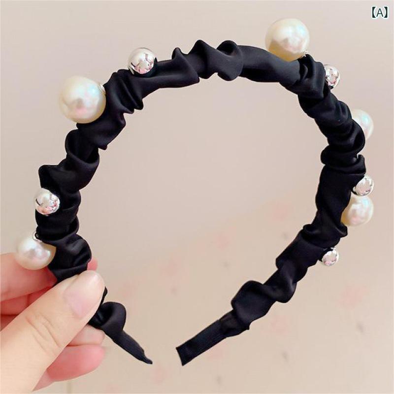 ・カテゴリ: ヘアアクセサリー・スタイル: 軽奢・スタイル分類: ファッション通勤・素材: 布・カラー展開: 黒、白・対象: 女性・装飾: パール・装飾分類: 自然