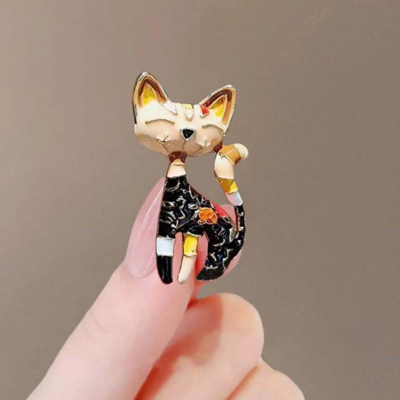 ・カテゴリ: ブローチ・スタイル: カートゥーン・主な素材: 合金・形状: 動物・カラー: 猫・機能: 装飾、固定・対象: 女性