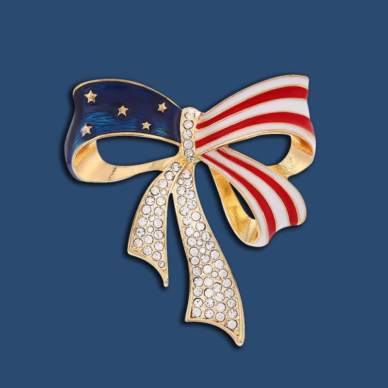 ・カテゴリ: 胸針・スタイル: リボンび、ファッションOL・素材: ステンレス・カラー: 銀色・デザイン: アメリカ国旗・機能: 装飾・対象: 男女兼用・加工: 滴油