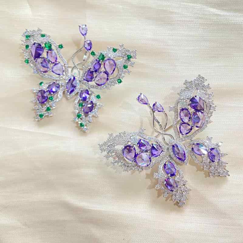 ・種類: ブローチ・スタイル: 女性用・素材: 銅・カラー展開: 紫、彩色・サイズ: 6.0cm×5.5cm(19.1g)・加工: メッキ