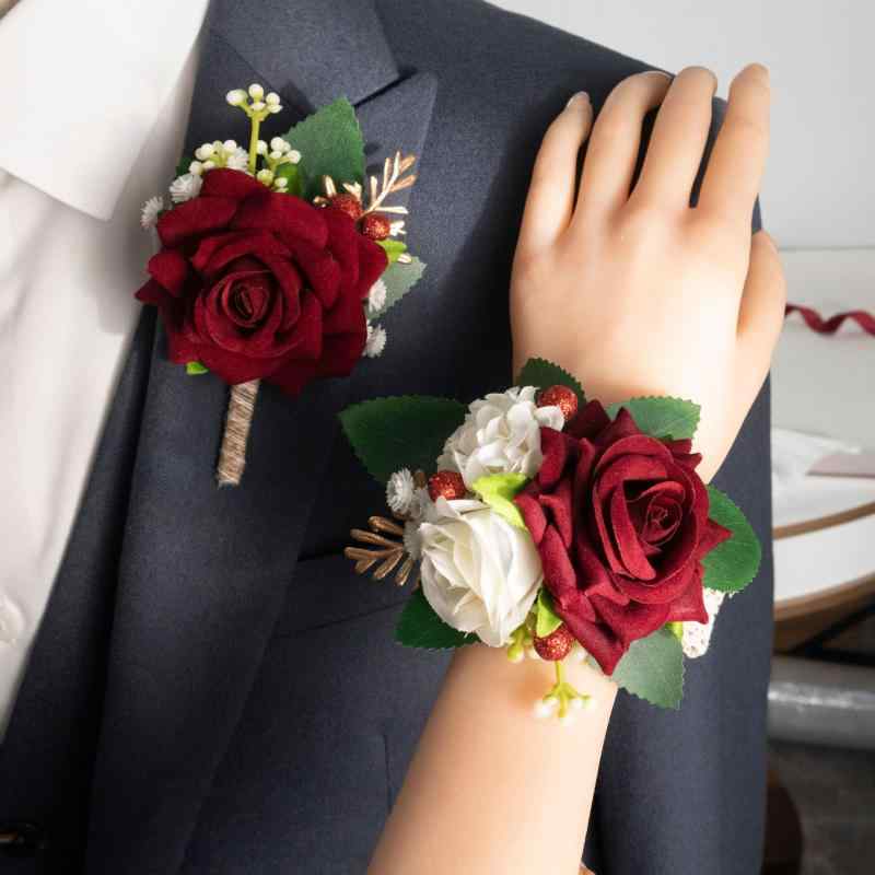 ・主な素材: 絹花・スタイル: 欧風・製法: り・使用シーン: 結婚式・パーツ: 胸花、手首花
