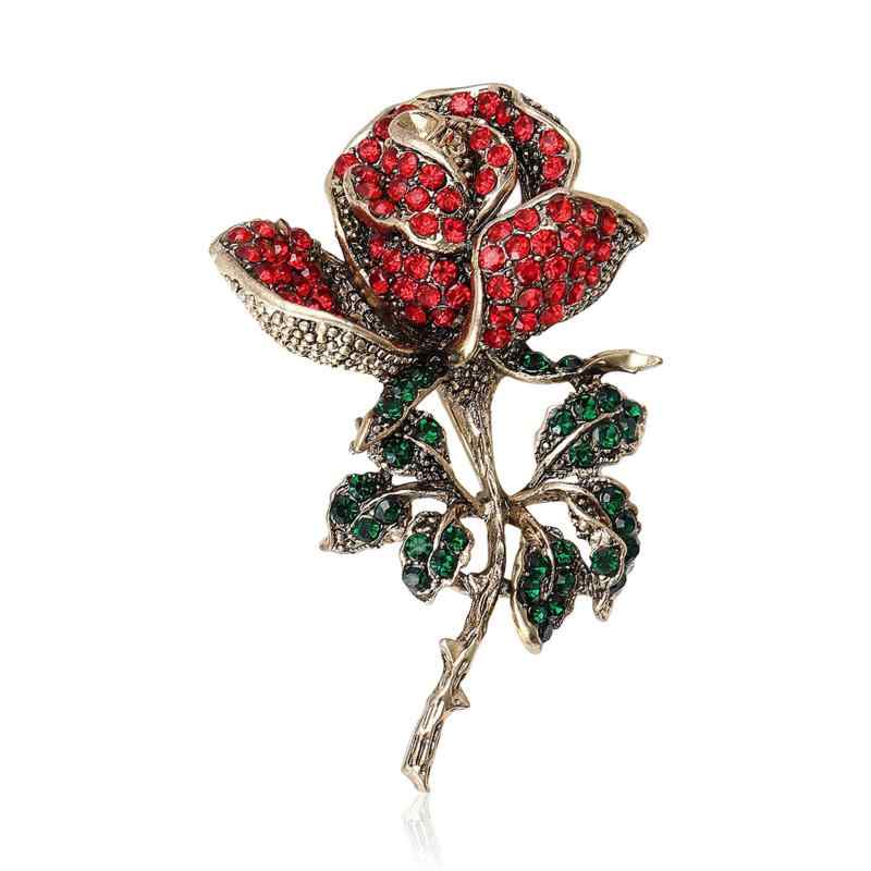 ・種類: 胸針・素材: 合金・形状: 花・加工: ラインストーン付き・カラー展開: 赤、紫紅・スタイル: ビンテージ・対象: 女性・機能: 装飾、多機能・流行要素: バラ