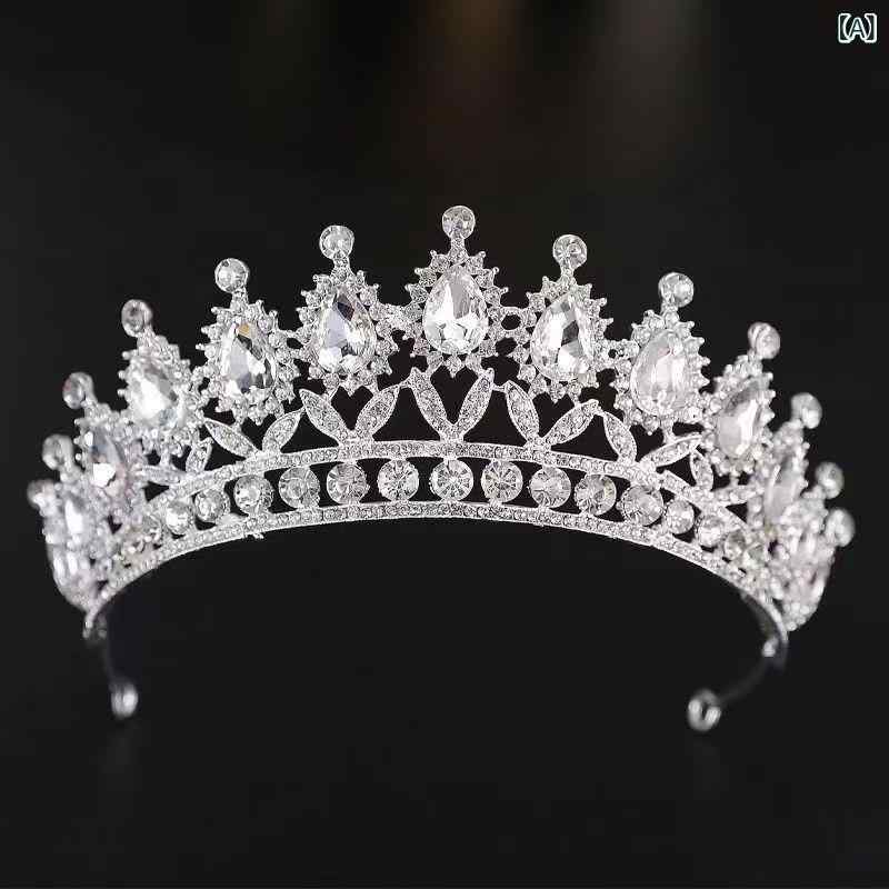 ・カテゴリ: ヘッドアクセサリー・スタイル: ファッション・素材: 合金・性別: 女性用・デザイン: クラウン・加工方法: 電鍍・水晶の種類: 白水晶・カラー: シルバー・流行要素: 欧米スタイル
