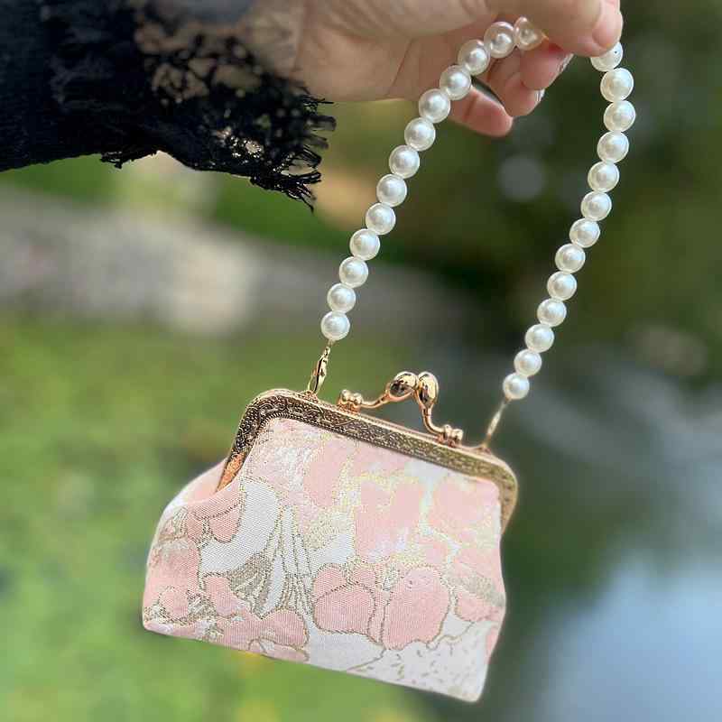・スタイル: 国潮新風・装飾: ビーズ、花・柄: 金絲海棠・カラー展開: 仙紫、桃粉、冰緑・使用シーン: 日常
