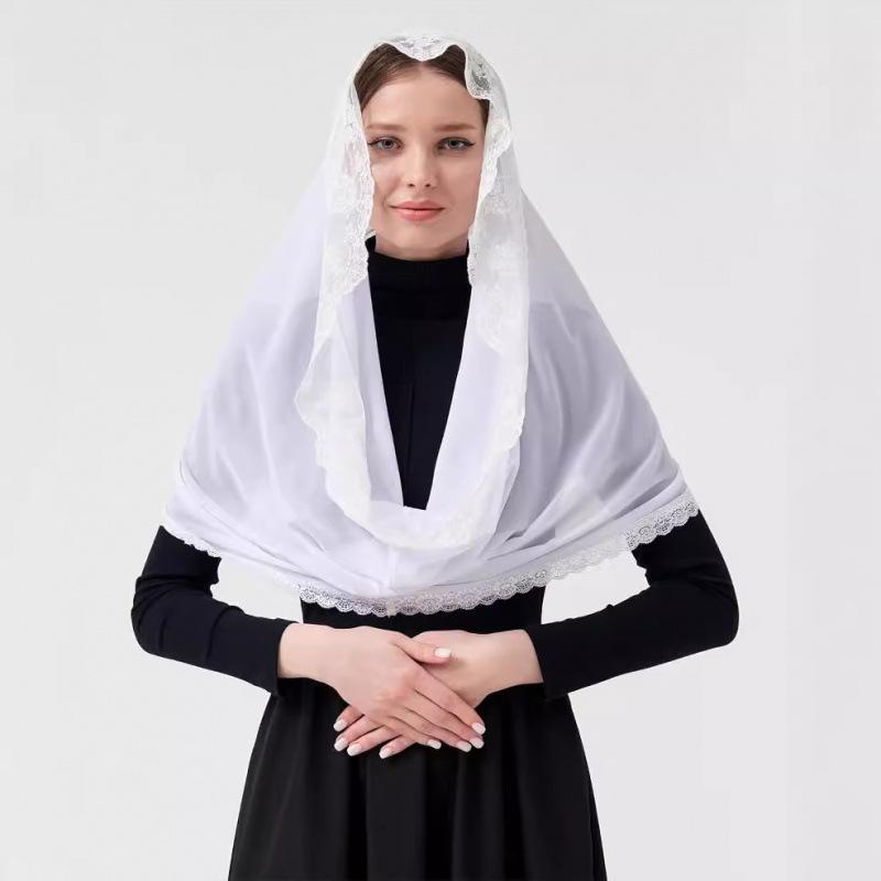 ・カテゴリ: 民族帽・対象性別: 女性・対象年齢: 成人・素材: シフォン・織り方: 平織り・カラー展開: ブラック、アイボリー、ロイヤルブルー、ワインレッド・サイズ展開: 長さ120cm（アイボリーレース）