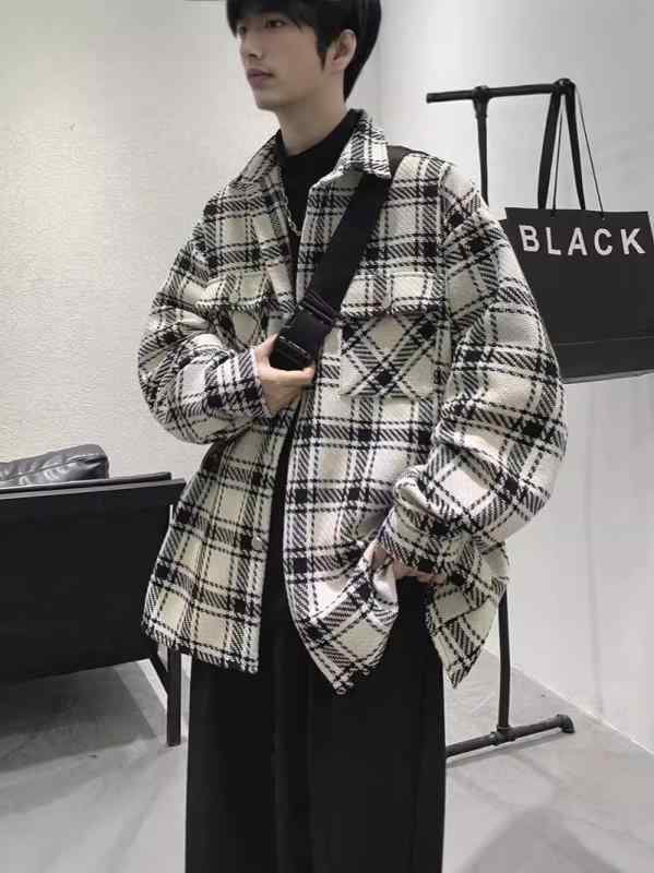 ・カテゴリ: ジャケット・スタイル: 韓国系、カジュアル・ネックライン: レギュラーカラー・シルエット: ルーズフィット・前立て: シングルブレスト・フード: なし・厚み: 標準・柄: チェック、カラーブロック・誤差範囲: 1-2cm・対象...