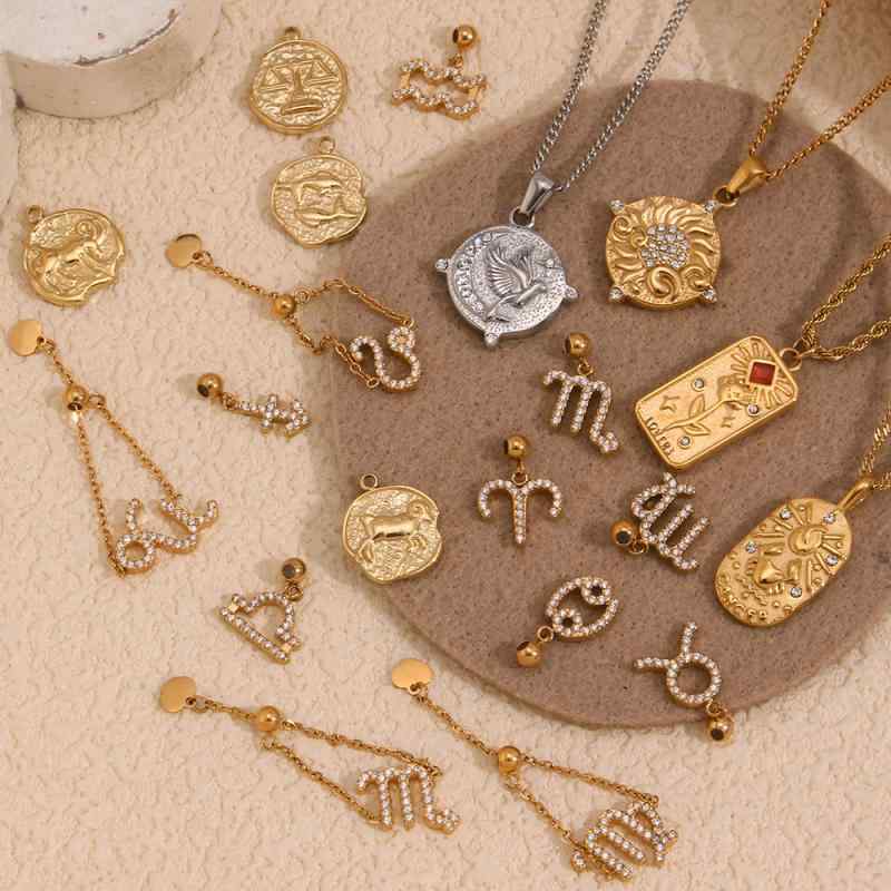 ・主な素材: ステンレス・加工: メッキ加工・対象: 女性・セット内容: ネックレス+ハンドアクセサリー・チェーンスタイル: 一般チェーン・チャーム素材: チタンスチール・モチーフ: 星座・カラー展開: ゴールド、スチール・柄: 星座、タロ...