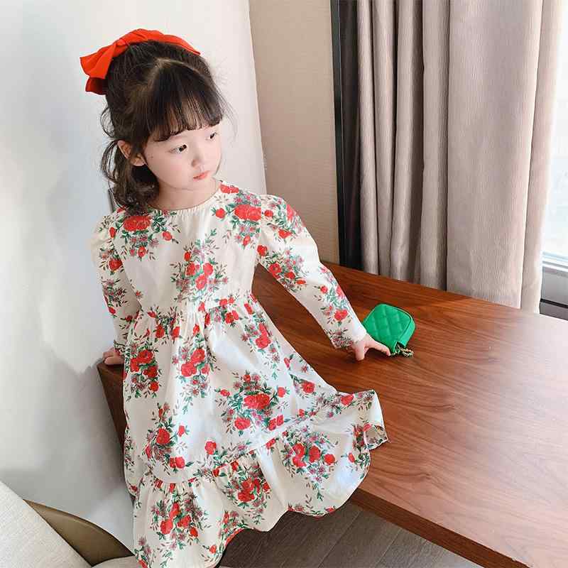 ・カテゴリ: ワンピース、子供用ドレス・スタイル: 韓国風・主な素材: 綿混紡（綿 70%）・裏地素材: 綿 80%・性別: 女児・対象年齢: 3〜8歳・柄: 花柄、プリント・袖丈: 長袖・カラー展開: 花柄・サイズ（対応身長）: 90cm...