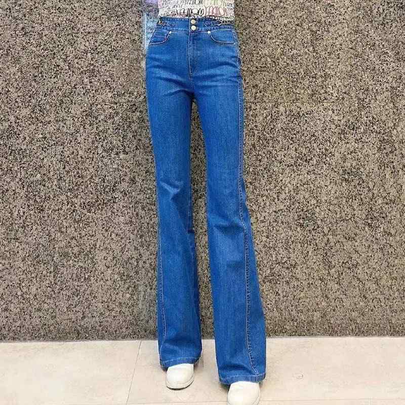 ・カテゴリ: デニムパンツ・スタイル: カジュアル・パンツの形状: フレア・パンツ丈: ロングパンツ・ウエスト: ハイウエスト・カラー展開: ブルー・サイズ展開: 1/XS、2/S、3/M、4/L、5/XL