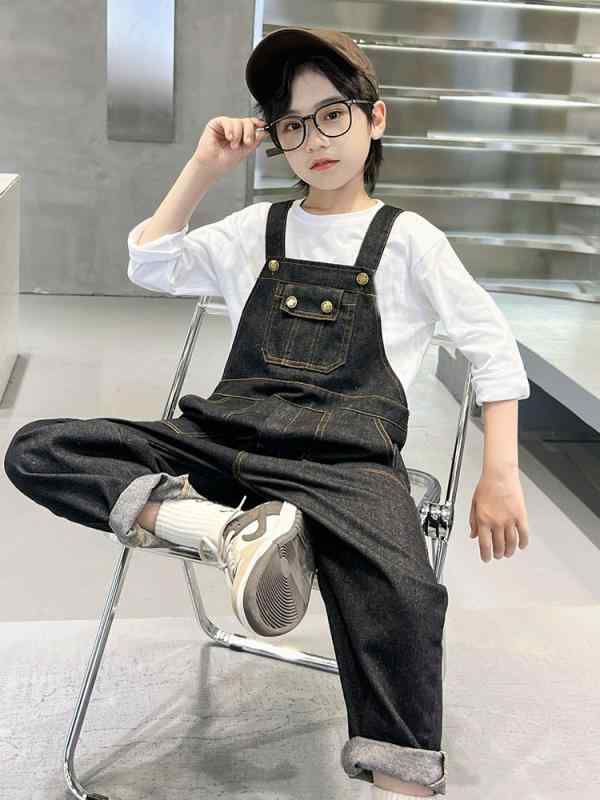 ・カテゴリ: 子供用パンツ・スタイル: 韓国風・主な素材: 綿 85%・パンツ丈: 長ズボン・対象性別: 男の子・対象年齢: 中高学年（8歳以上、身長140cm以上）・デザイン: サロペット、ジーンズ・生地加工: 柔軟加工・ウエスト: ハイ...