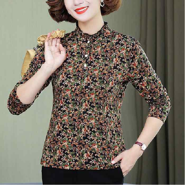 ・カラー展開: 黄花柄、绿花柄・サイズ展開: M、L、XL、2XL、3XL、4XL、5XL・主な素材: PVC（30%以下）・スタイル: 文艺レトロ、中国風、個性街頭・シルエット: ルーズフィット・厚み: 中等・ネックライン: ボトルネック...