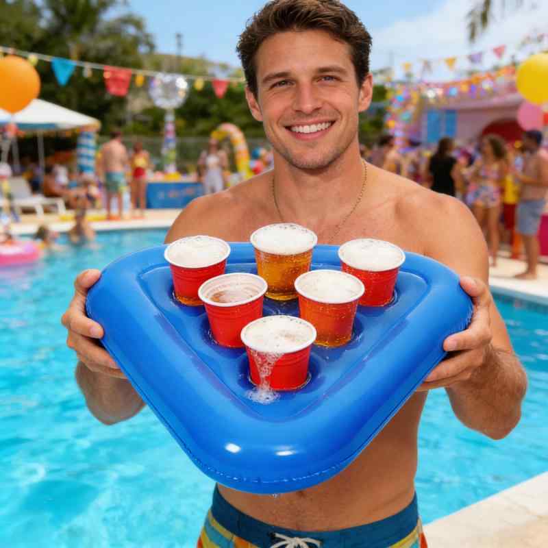 ・カテゴリ: 水遊び玩具・主な素材: PVC・サイズ: 辺の長さ約54cm、穴の深さ6.5cm・カラー: ブルー・使用シーン: 水上パーティー、プール