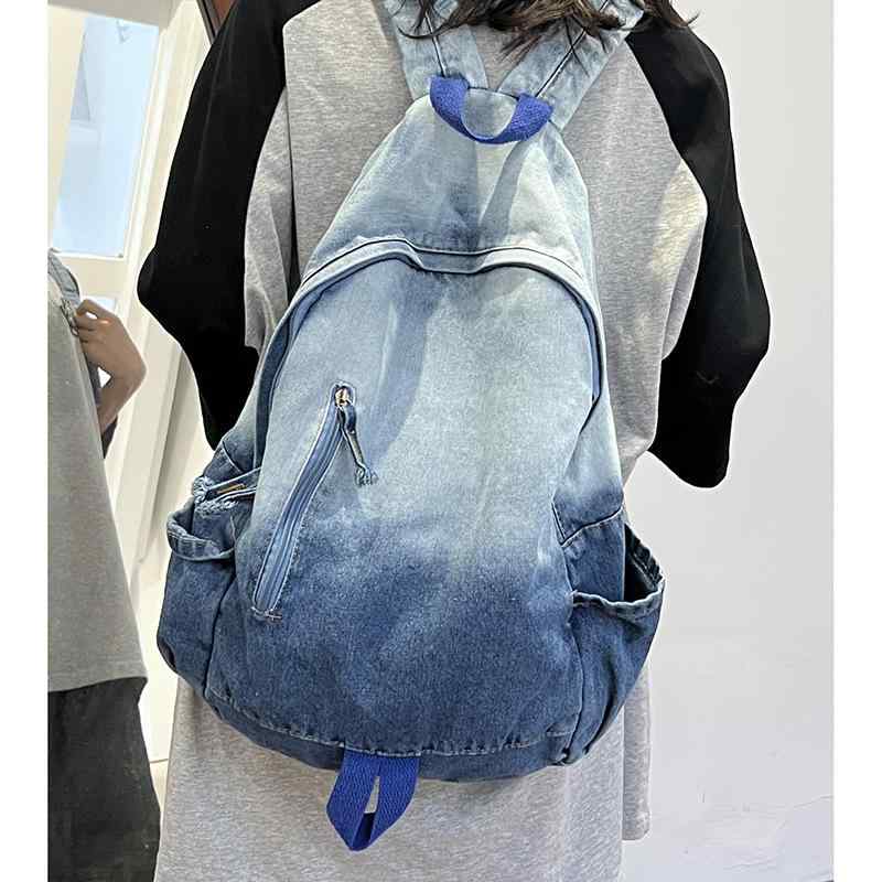 ・カラー展開: グラデーションブルー、グラデーションブラック・性別: 男女兼用・対応シーン: 日常使い・素材: デニム・スタイル: アーバンミニマル・容量: 20-35L・機能: 通気性・収納可能PCサイズ: 13インチ・裏地素材: ポリエ...