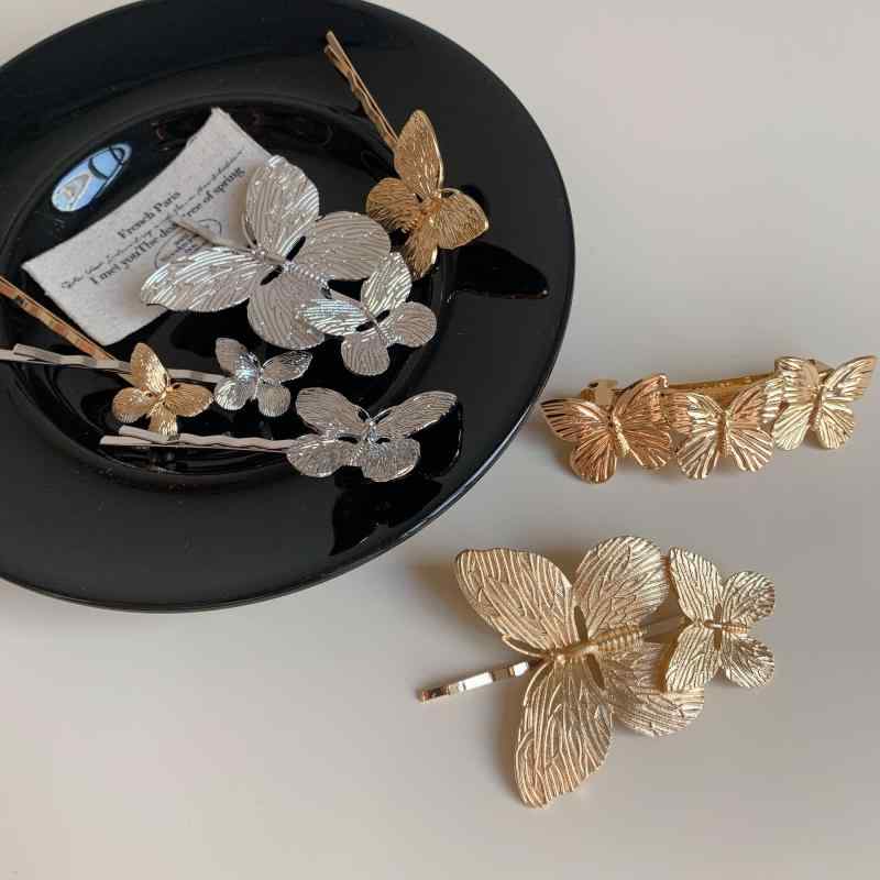 ・素材: 合金・スタイル: リボンび・処理プロセス: 手工・ヘアクリップ分類: 一字クリップ・カラー展開: 1#ゴールドバネクリップ、2#ダブルバタフライシルバー一字クリップ、3#ダブルバタフライゴールド一字クリップ、4#スモールバタフライ...
