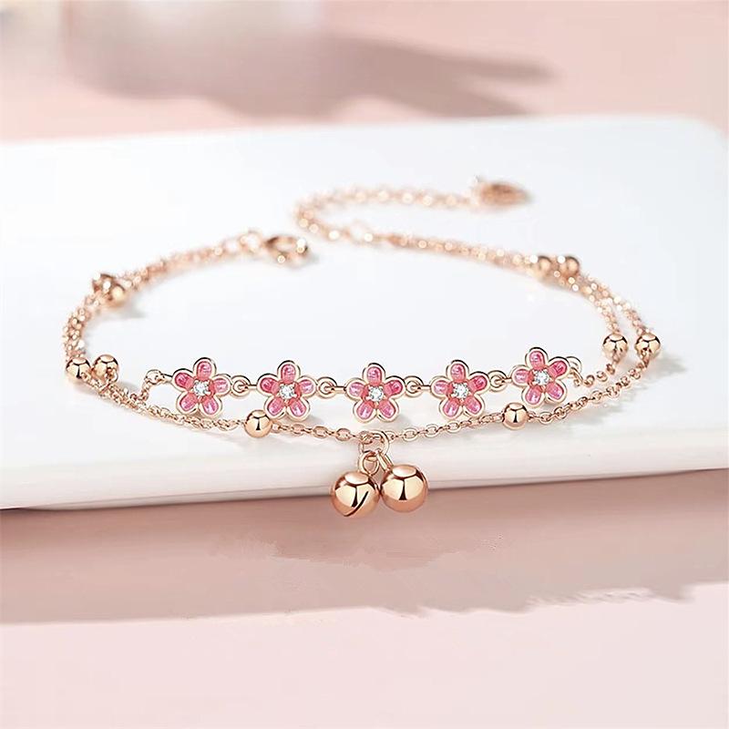 ・カテゴリ: アンクレット・スタイル: レトロ・対象: レディース・モチーフ: 花・カラー: 桃花、宮鈴