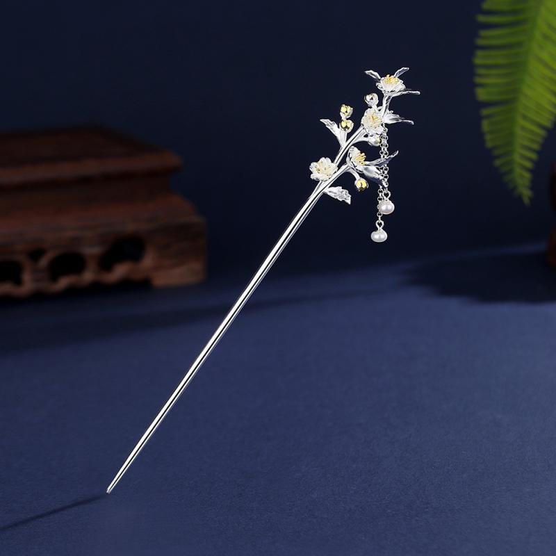 ・素材: 925シルバー・スタイル: 古風・モチーフ: 花・加工技術: 電気メッキ・カラー: 三生三世十里桃花発簪（約21.42g）・トレンド要素: 新中式古風・カテゴリ: ヘアアクセサリー