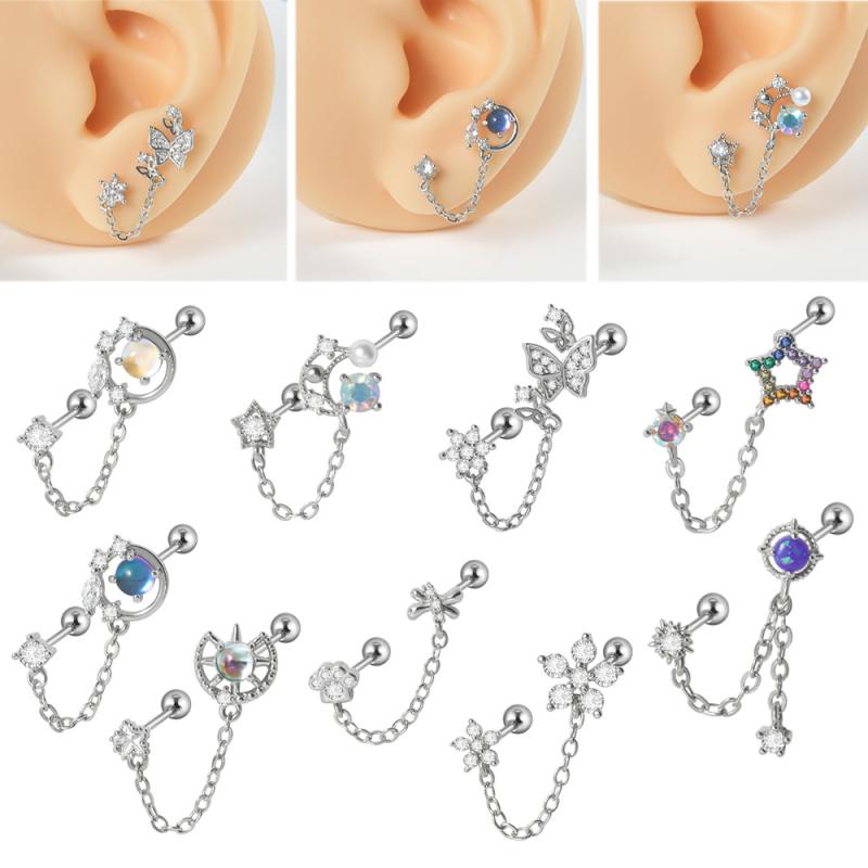 ・素材: ステンレス・加工方法: ラインストーン装飾・デザイン: フラワー・サイズ: 約0.8mm x 6mm x 3mm・流行要素: タッセル、スター、ダブルリング、チェーン、アシンメトリー・スタイル: フレッシュ、フェミニン・カテゴリ:...