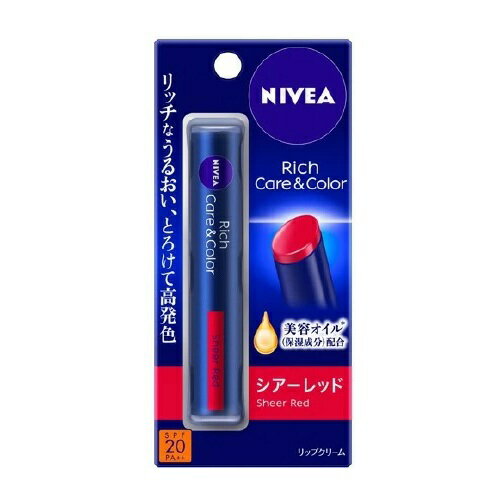 花王 ニベア リッチケア＆カラーリップ シアーレッド 商品説明 『花王 ニベア リッチケア＆カラーリップ シアーレッド』 ◆リッチなうるおいに、艶やかな発色ケアしながら、色づき・艶めく、ふっくらした唇にみせる ◆とろける塗り心地 荒れがちな...