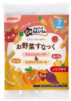 ピジョン 元気アップCa お野菜すなっく にんじん+トマト＆かぼちゃ+おいも 商品説明 『ピジョン 元気アップCa お野菜すなっく にんじん+トマト＆かぼちゃ+おいも』 ◆7カ月頃から ◆ノンフライ ふわふわ くちどけ ◆お野菜すなっく に...