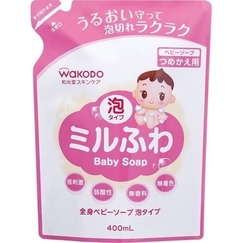 ミルふわ 全身ベビーソープ 泡タイプ つめかえ用 商品説明 『ミルふわ 全身ベビーソープ 泡タイプ つめかえ用』 ◆赤ちゃんの肌を考えて、水と油のバランスに着目したスキンケア用品です。 ◆アミノ酸系洗浄成分配合のふわっとミルキーな泡が、お肌...
