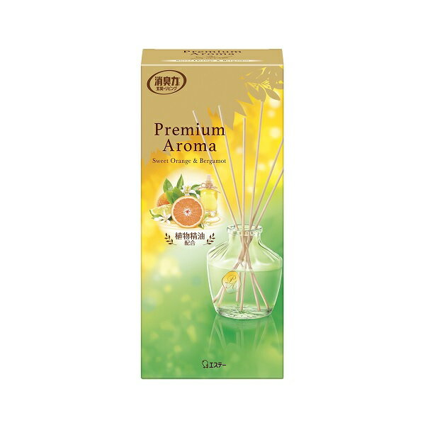 エステー お部屋の消臭力 プレミアムアロマスティック 玄関・お部屋用 スイートオレンジ&ベルガモット 本体 商品説明 『エステー お部屋の消臭力 プレミアムアロマスティック 玄関・お部屋用 スイートオレンジ&ベルガモット 本体』 植物精油を...