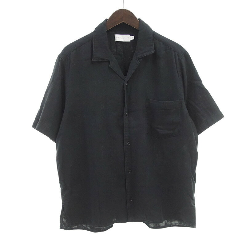 【ブランド】マニュアルアルファベット/MANUAL ALPHABET 【アイテム名】オーガニック ダブル ガーゼ オープンカラー 半袖 シャツ 【参考価格】-円 【表記サイズ】メンズ2 【カラー】ブラック 【素材表記】写真参照 【実寸】 肩...