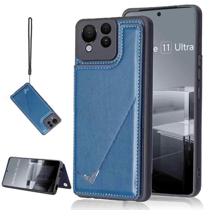 【Aqier】互換性 ASUS Zenfone 11 Ultra 5G 用（ネイビーブルー) ゼンフォン11ウルトラ スマホケース 背面カード 収納 軽量 多機能 手帳型カバー zenfone11u BLUE【対応機種】互換性 ASUS Z...