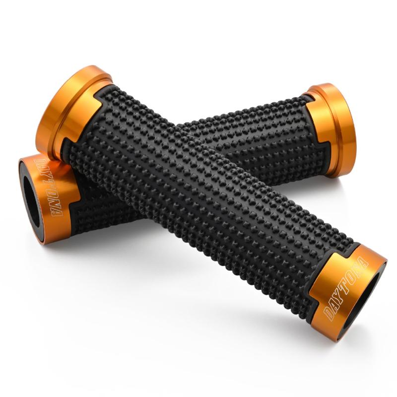 デイトナ(Daytona) バイク グリップ ハンドル径φ22.2用 125mm エンド貫通 アルミリング グリッピーグリップ GG-D-AL-CROSS ゴールド 38502φ22.2mmハンドル用グリップグリップ長：125mmエンド貫通...