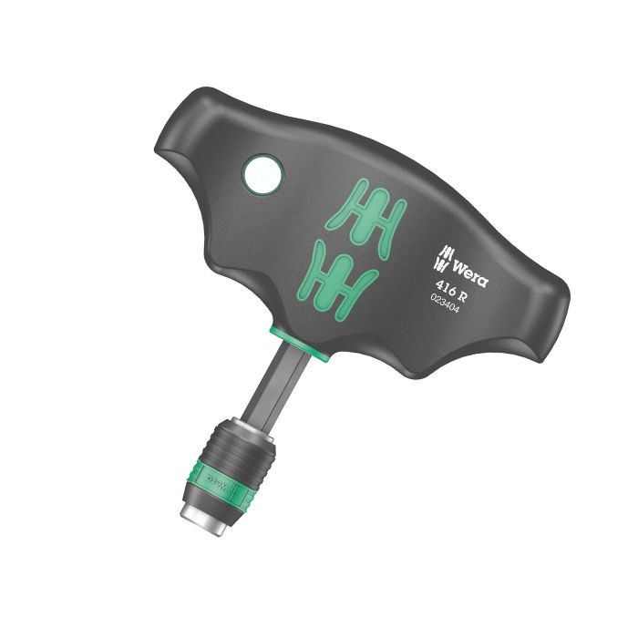 Wera 416 R Rapidadpter T型ハンドル　ビットホルダー　ラピダプター（05023404001） 人間工学に基づいたT型ハンドルとKraftform同様のダブルコンポーネントは、トルク伝達向上と作業中の疲労軽減を可能として...