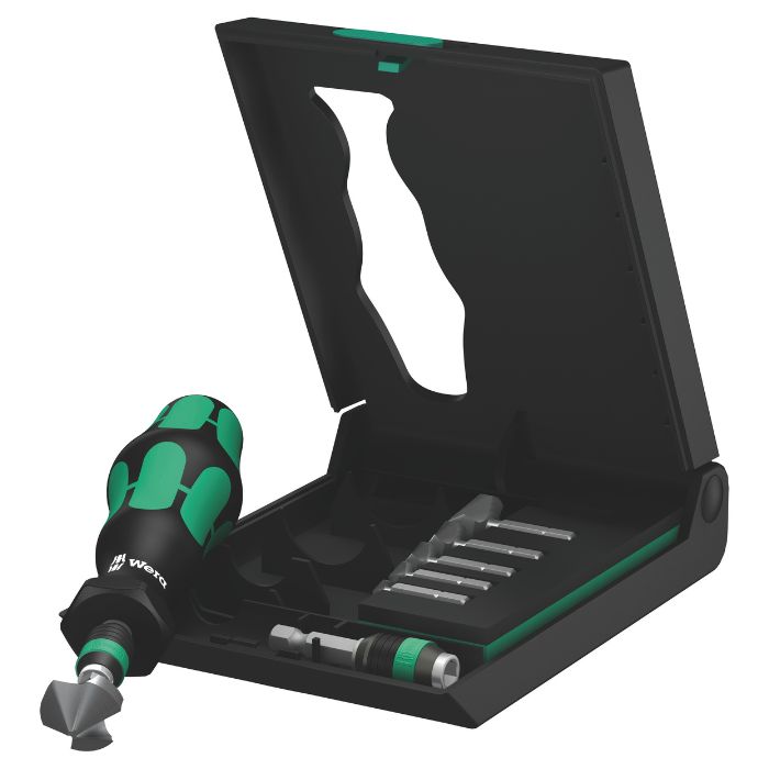 Wera 846/8 Countersink Bits Set カウンターシンクビット（3枚刃） 差替えドライバー+ビットホルダー+ビット(6本組）セット 収納ケース付き（05104650001） 面取り、皿取り、バリ取りに最適な3枚刃カウ...