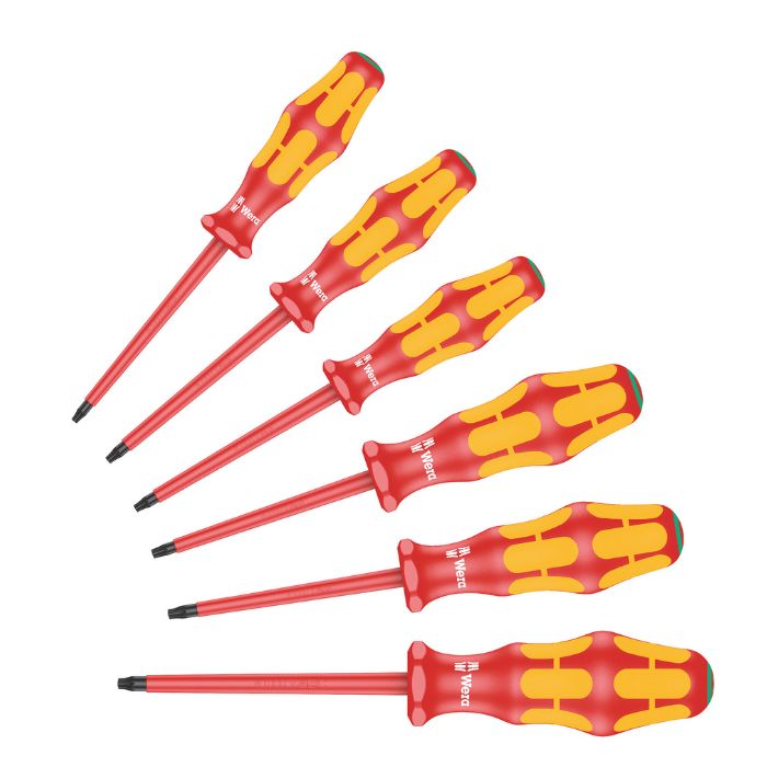 Wera 167 i/6 VDE Screwdriver set 6 pieces VDE 絶縁トルクスドライバーセット 6本組（05133356001） ＜製品　セット内容（6点）＞ ・トルクス×6本 　 167 i VDE-insula...