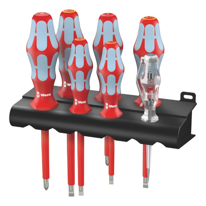 Wera 3160 i/7 Stainless VDE Rack Screwdriver Set 7 pieces VDE 絶縁ステンレスドライバーセット（6本組+1）レーザーチップ（05022728001） ラック付き ＜製品　セット内容...