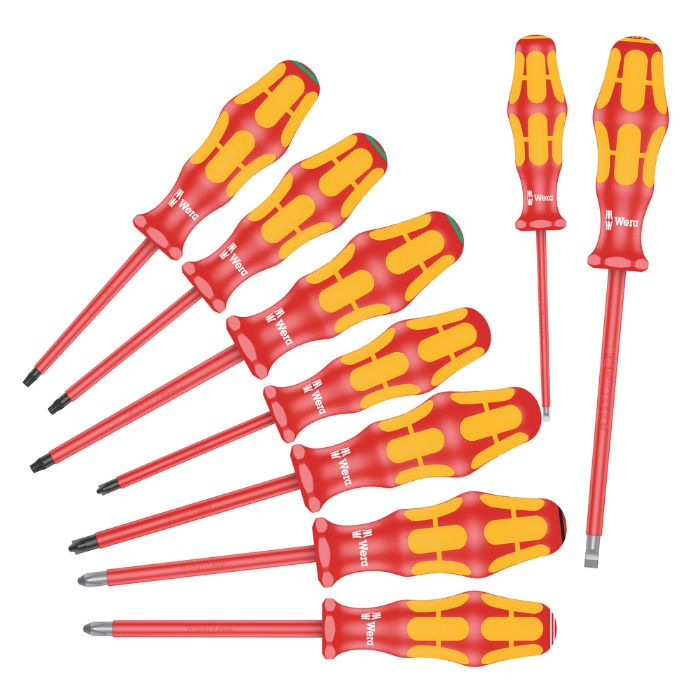 Wera 160 i/162 i/167 i/9 VDE Screwdriver Set 9 pieces VDE 絶縁ドライバーセット 9本組（05133355001） ＜製品　セット内容（9点）＞ ・プラス（レーザーチップ）×1本 　 ...