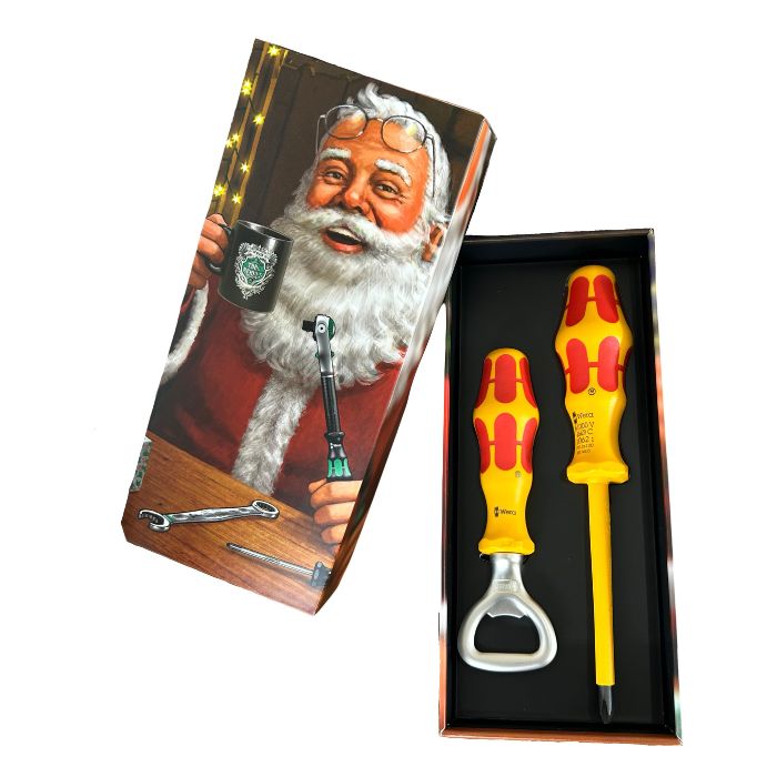 Wera VDE 絶縁ドライバー＆ボトルオープナーセット Kraftform Christmas 2023 （2023年クリスマスパッケージセット） ・VDE 絶縁ドライバー 　 プラス ( PH2 x 100 mm ) ・Bottle O...