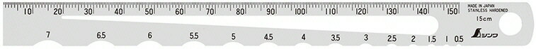 SHINWA 作業道具 商品説明 1本でRゲージ、直径ゲージ、 直尺として使えます。 コンパクトサイズなのでサッと 取り出して測定できます。 本体サイズ 175×15×0.5mm 製品質量 7.5g 材質：ステンレス 精度 Rゲージ：±0....