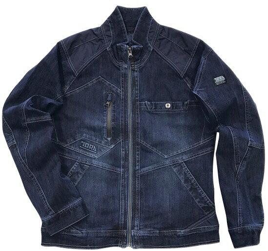 TORAICHI 作業服 商品説明 縦に横に驚くほどのストレッチ性！！ 動きやすく、コーデュラの部分使いが斬新。 バイオウォッシュ+ブラスト加工で さらにこなれた印象。 3Dパターンによる立体仕様でタテ、ヨコ自由自在。 10.75ozの2W...