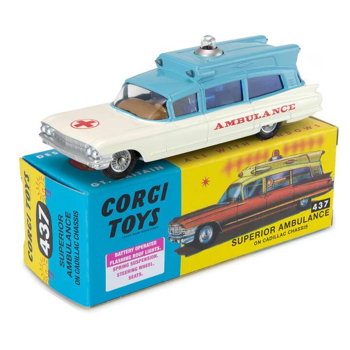 【国内在庫品】コーギー 1/54 キャデラック 救急車 ブルー/ホワイト CORGI Superior Ambulance on Cadillac Chassis 復刻版 モデルクラブ イギリス コーギー レトロ コーギーモデルクラブ限定の...
